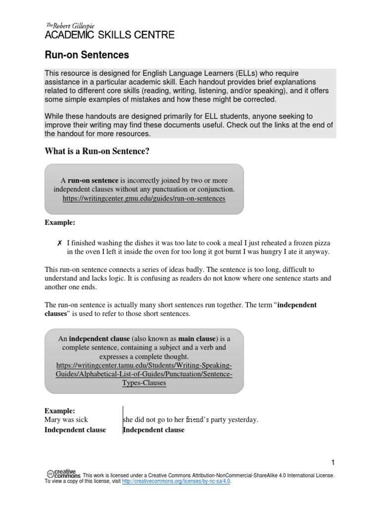 RunOn Sentences Web v1 XH | PDF | Syntax | Grammar