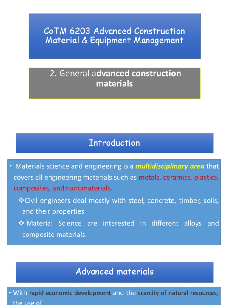 Chapter 2 - Advanced Construction Materials | PDF | Metals | Polymers