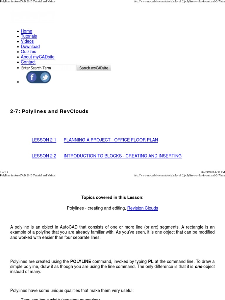 Polylines in AutoCAD 2016 Tutorial and Videos | PDF | Geometry