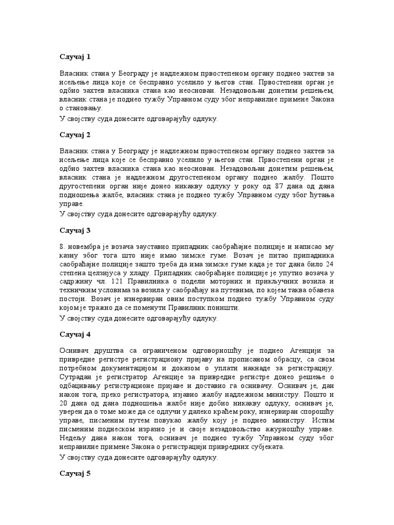 Upravni Spor - Zadaci | PDF