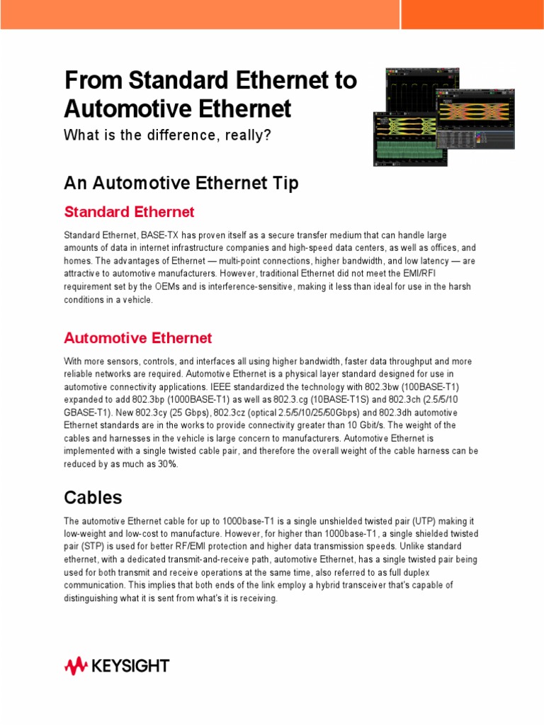 From Standard Ethernet To Automotive Ethernet | PDF | Ethernet | Electrical Engineering