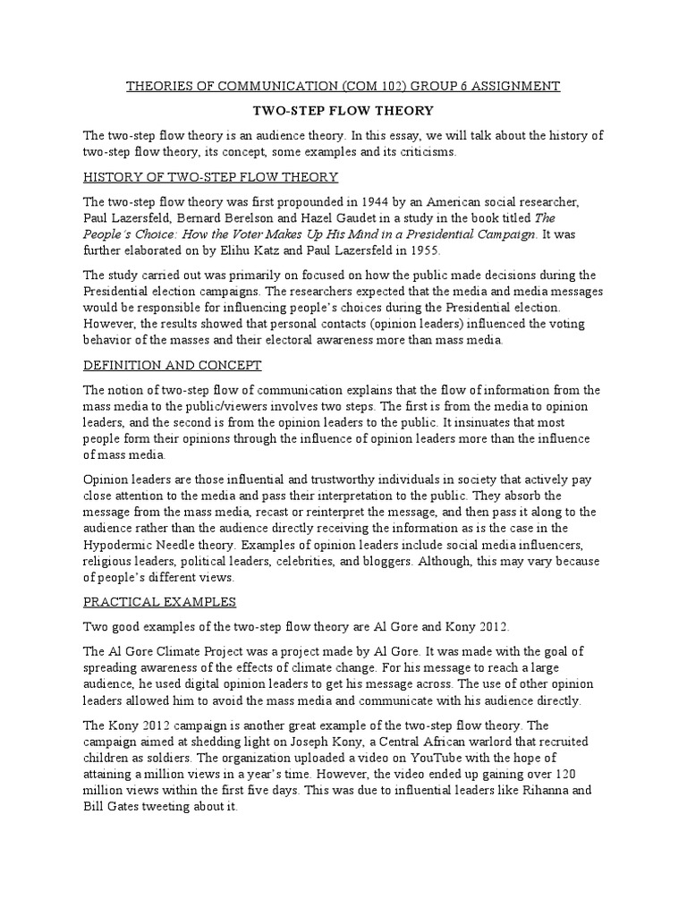 Two Step Flow Theory | PDF | Communication | Mass Media