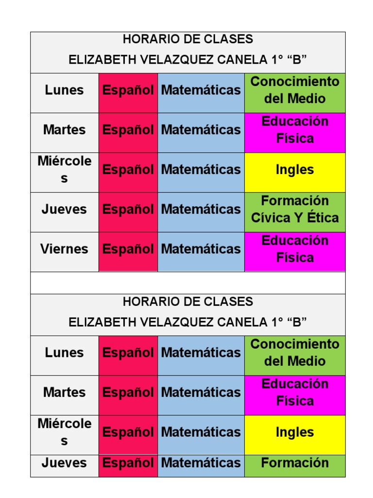 Horario de Clases | PDF