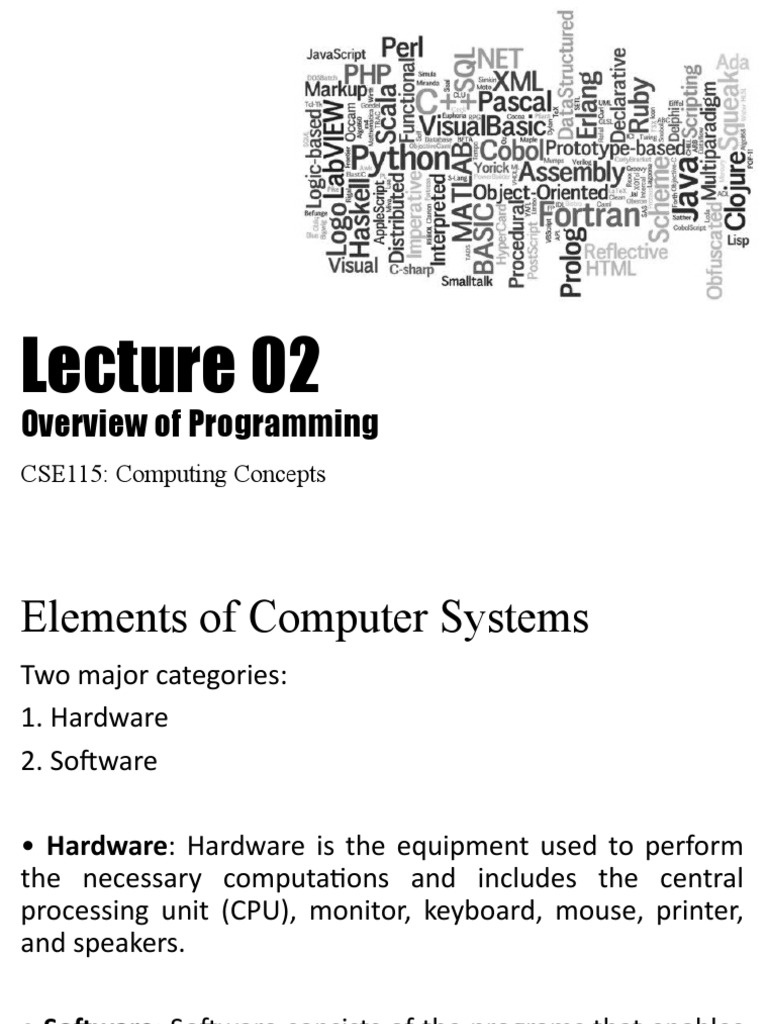 Overview of Programming: CSE115: Computing Concepts | PDF | Programming | Computer Program