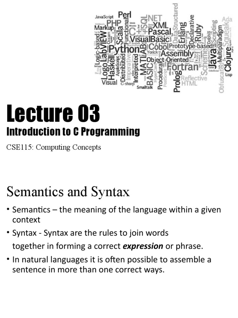 Introduction To C Programming Cse115 Computing Concepts Pdf Computer Program Programming