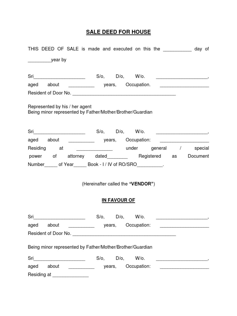 Sale Deed For House 2 | PDF | Deed | Covenant (Law)