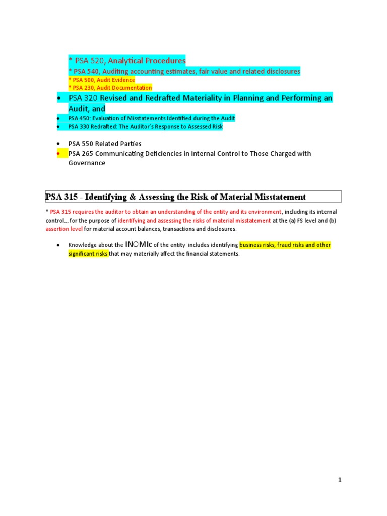 PSA 320: Materiality in Auditing | PDF | Financial Audit | Audit