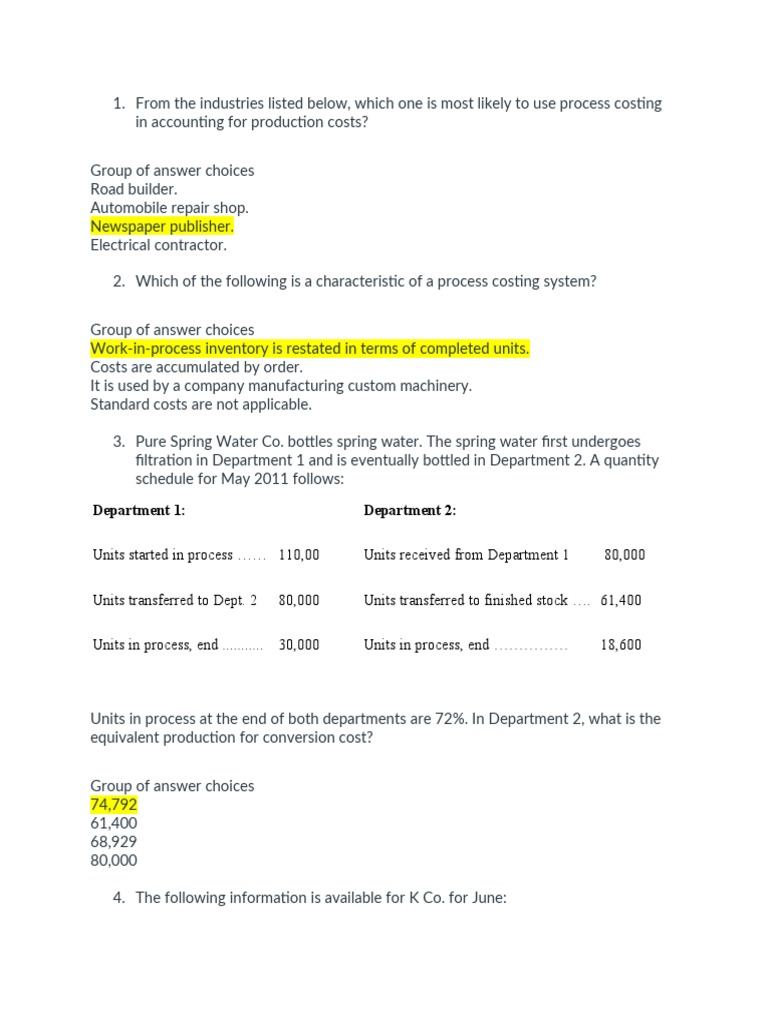 A7 Quiz 3 | PDF | Inventory | Cost