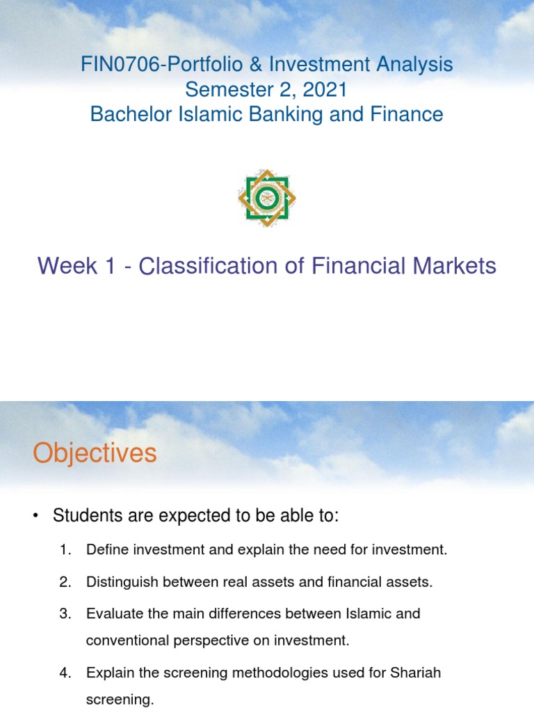 Week 1 - The Classification of Financial Markets | Download Free PDF ...