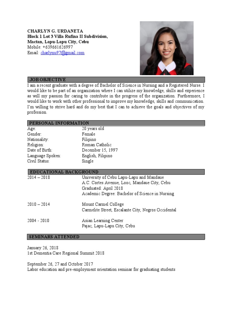 Resume Cha | PDF | Nursing | Philippines
