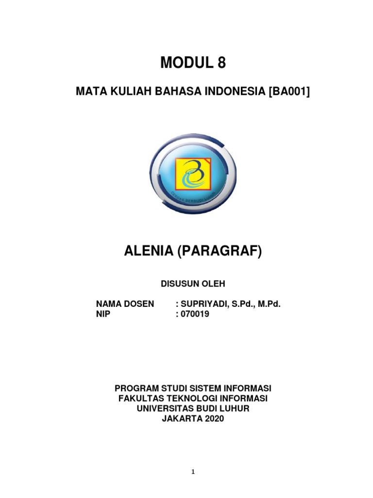 Modul 9 Tata Paragraf Bahasa Indonesia - FT1 | PDF