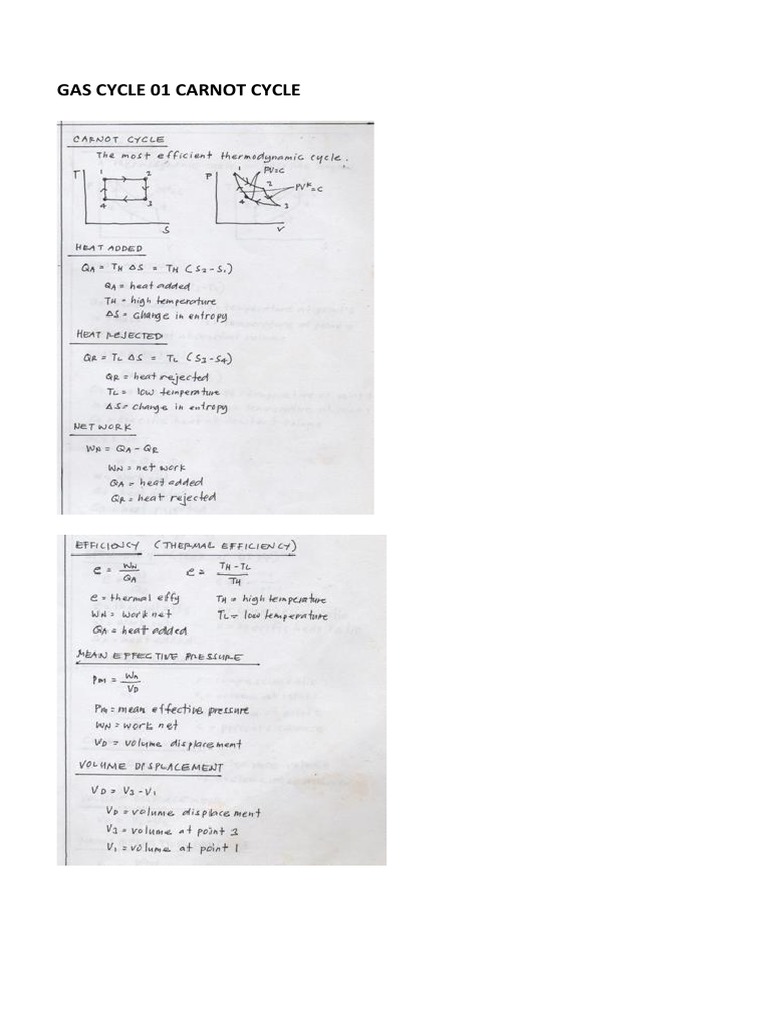 Carnot Cycle Analysis and Calculations | PDF | Heat | Mechanical ...