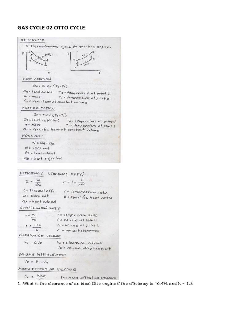 Gas Cycle 2 Otto Cycle | PDF | Heat | Thermodynamic Properties
