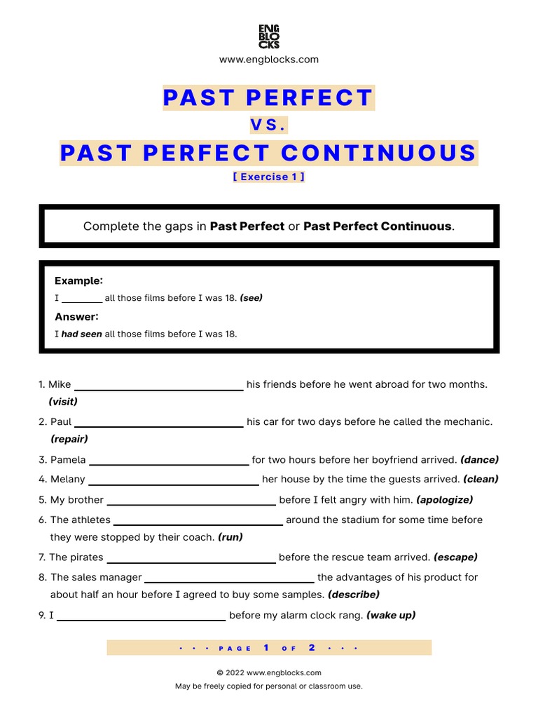 Past Perfect Vs Past Perfect Continuous | PDF