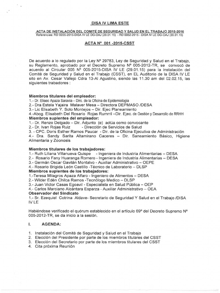 Acta 1 Modelo SST Comite | PDF