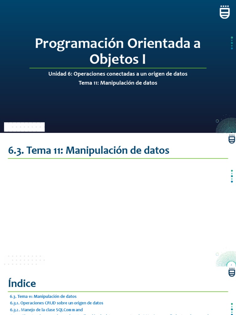 PPT 2022 03 U06 T11 Programación Orientada A Objetos I (1892) | PDF | SQL | Servidor SQL de ...