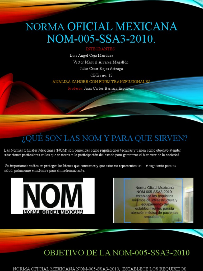 NORMA Oficial Mexicana NOM-005-SSA3-2010 | PDF | Cuidado de la salud ...