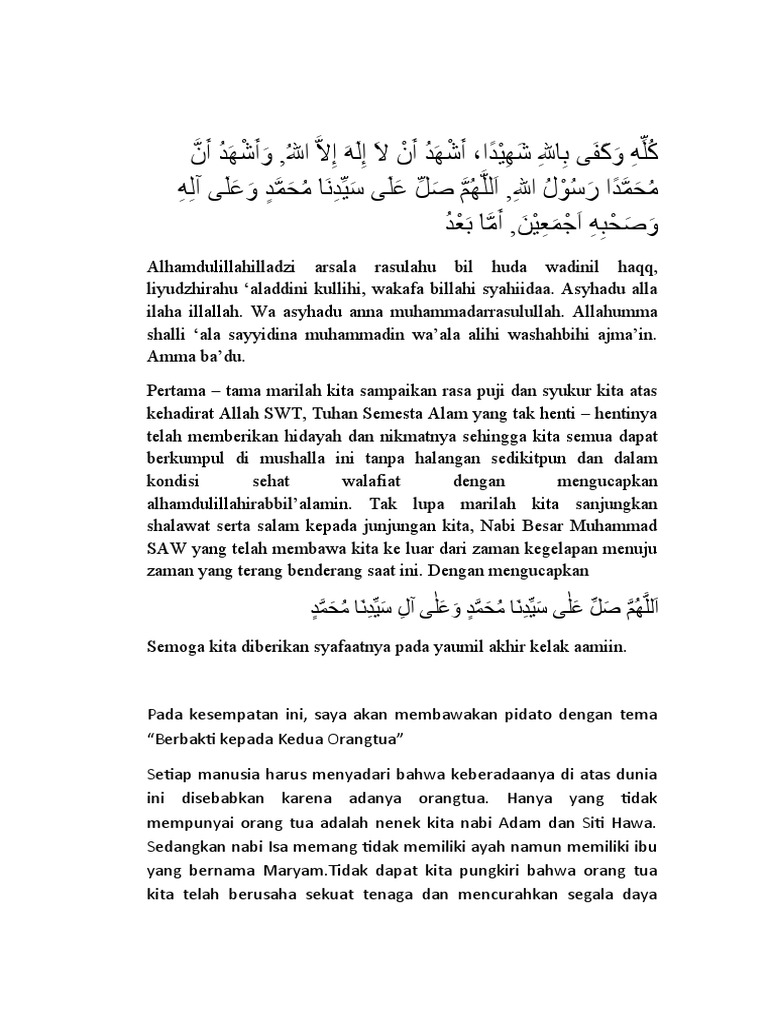 Pidato Berbakti Pada Ortu | PDF | Agama & Spiritualitas