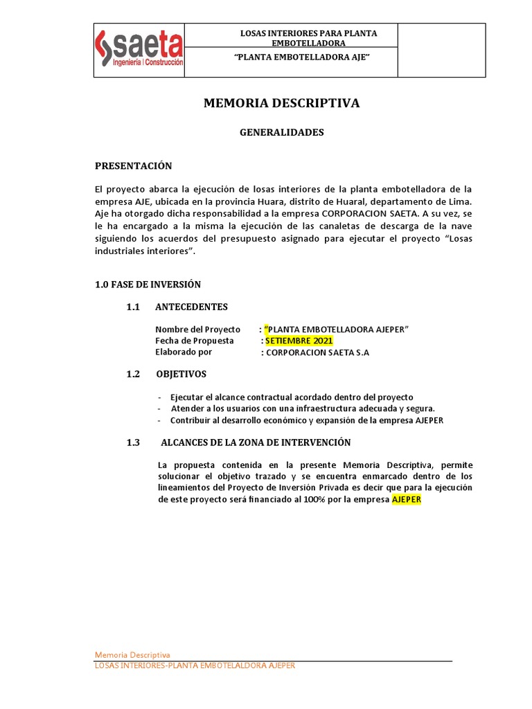 Losas Interiores Planta AJEPER | PDF | Tecnología