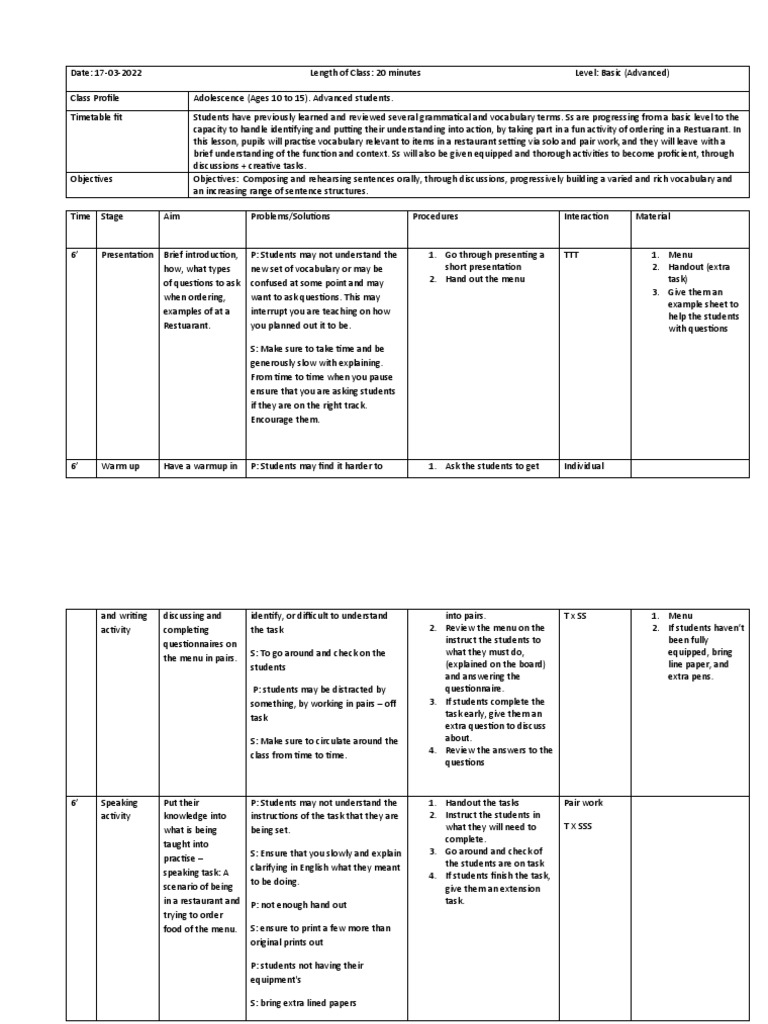 Lesson Plan Phrasal Verbs | PDF | Lesson Plan | Behavior Modification