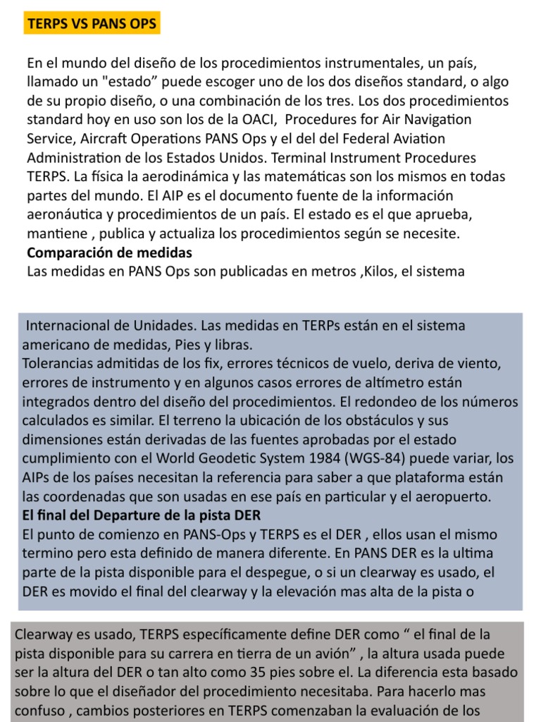 Comparativa entre PANS Ops y TERPS | PDF | Aeropuerto | Aeronave