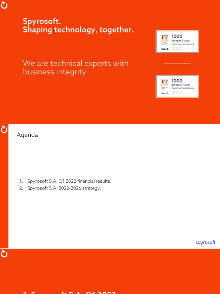 Spyrosoft S.A. Q1 2022 Financial Results and 2022 2026 Strategy | PDF | Mergers And Acquisitions ...