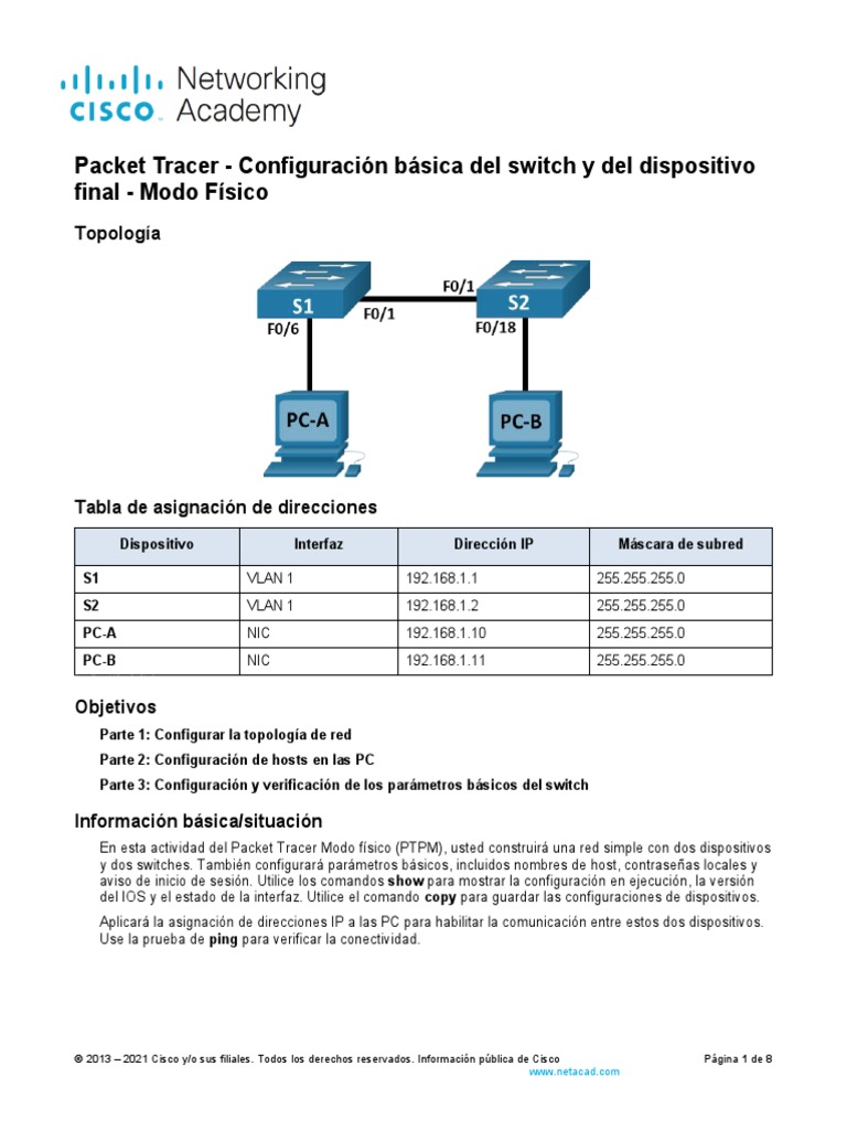 2.9.2 Packet Tracer - Basic Switch and End Device Configuration ...