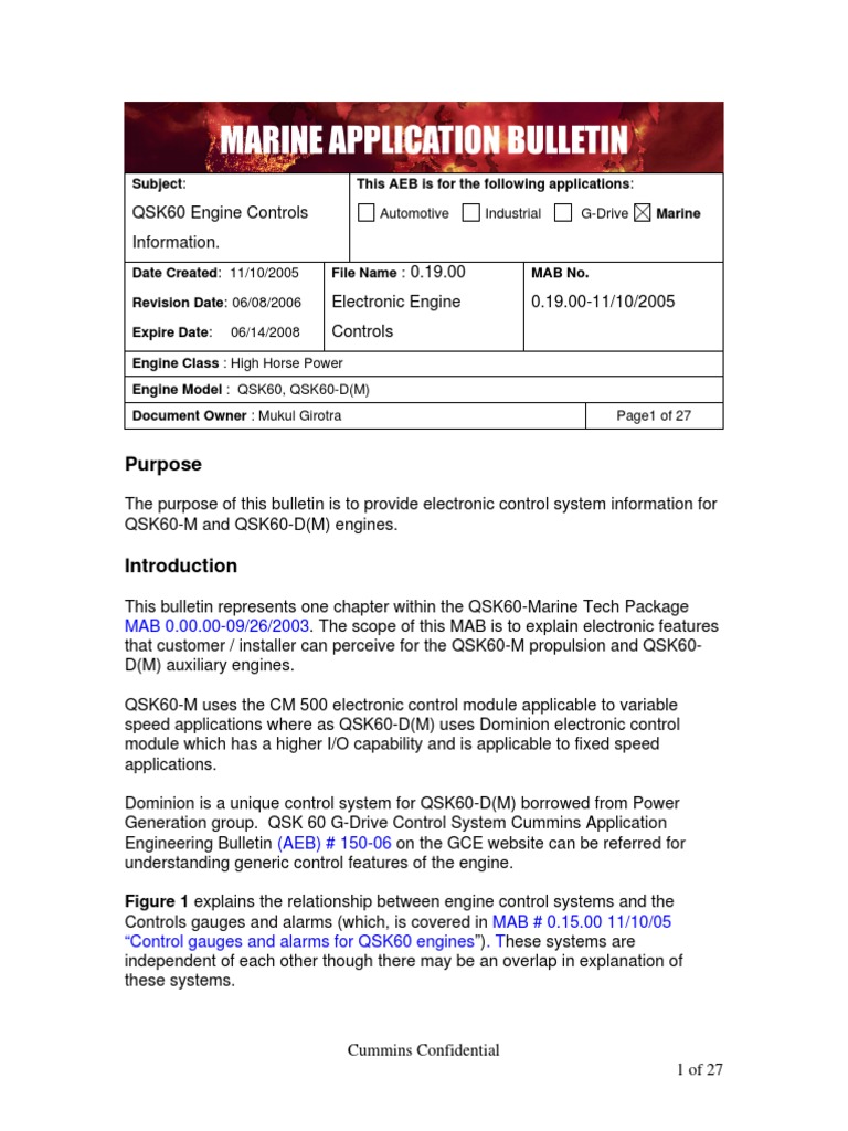 qsk60 Engine Controls | PDF | Electrical Connector | Throttle