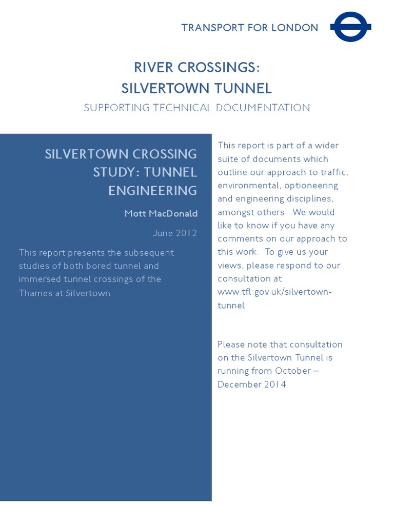 ST Silvertown Crossing Study Tunnel Engineering | PDF | Tunnel | Civil Engineering