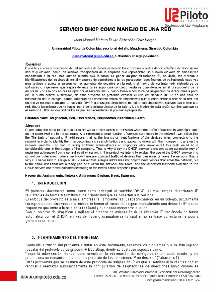 DHCP Project | PDF | Dirección IP | Red de computadoras