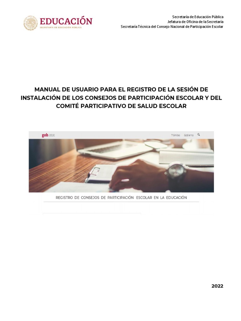 Manual de Usuario para El Registro de La Sesión de Instalación 2022 ...