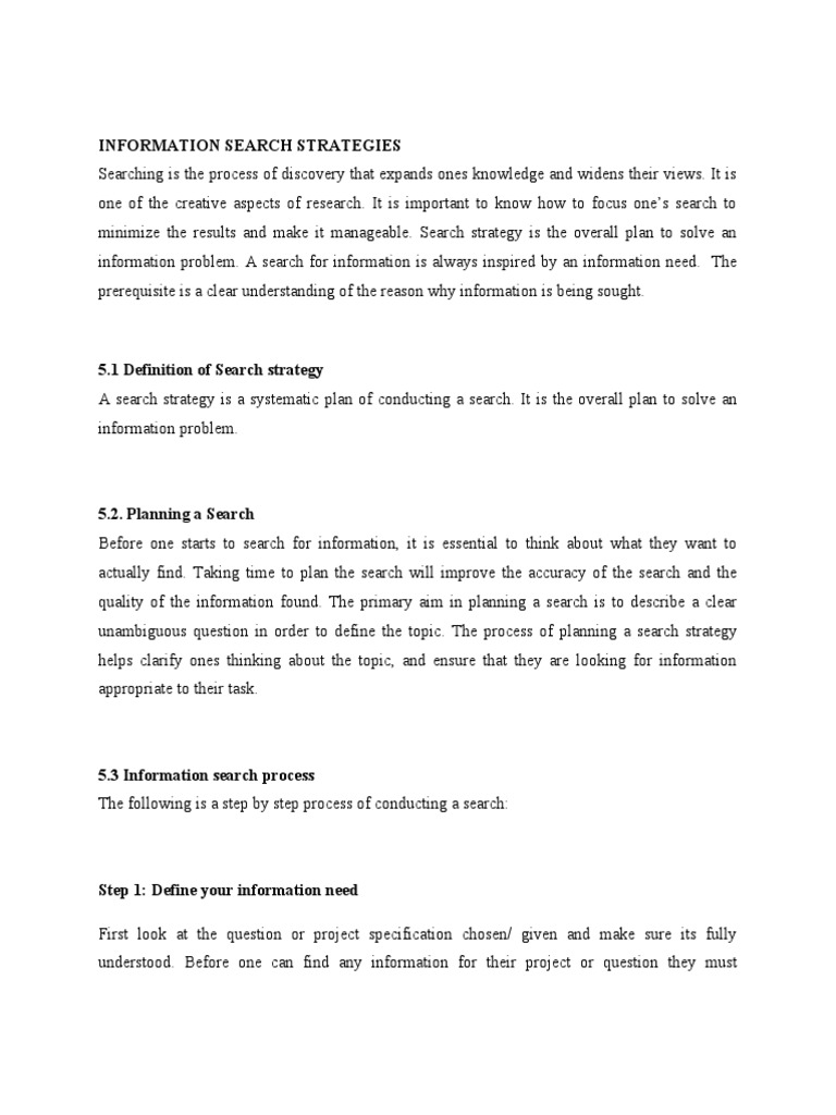 Information Search Strategies | PDF | Information | Understanding