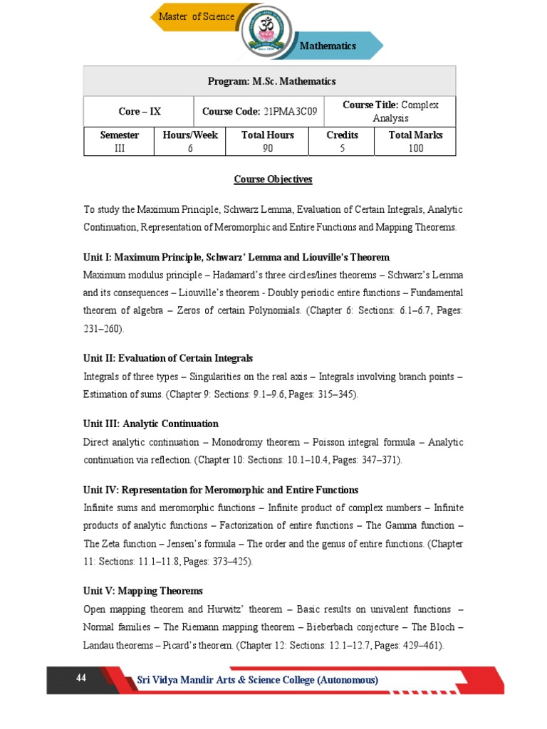 MSc Complex Analysis | PDF | Complex Analysis | Integral