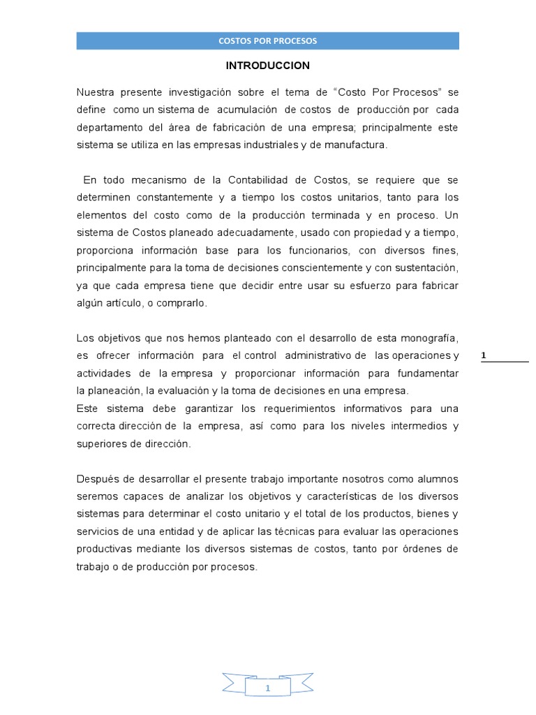 Sistema de Costos Por Procesos | PDF | Costo | Inventario