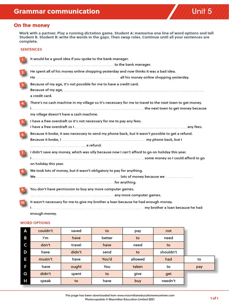 B2 U5 Grammar Communication | PDF | Overdraft | Credit