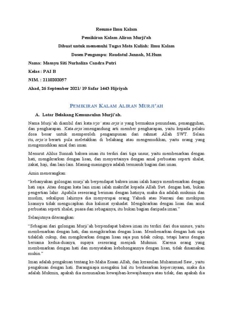 Ilmu Kalam Murji Ah Pdf