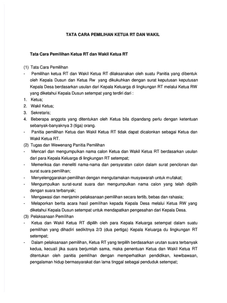 Pemilihan Ketua RT: Proses & Tugas | PDF | Karier & Perkembangan | Ilmu ...
