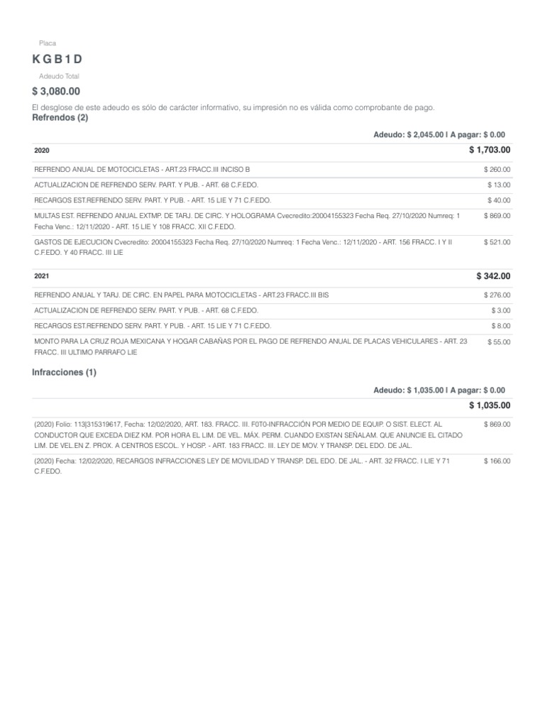 Adeudos Vehiculares | PDF