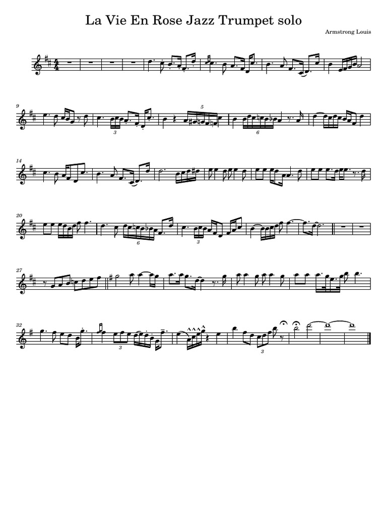 La Vie en Rose Jazz Trumpet Solo | PDF | Jazz | Popular Music La Vie en Rose Jazz Trumpet Solo | PDF | Jazz | Popular Music