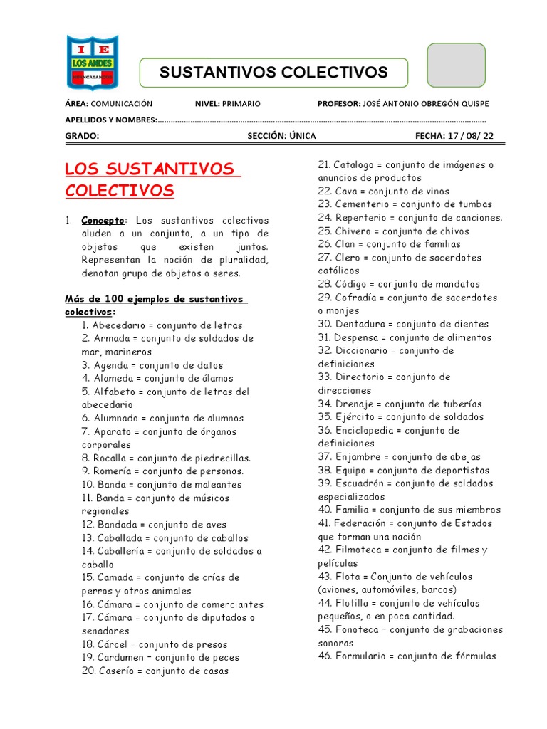 Sustantivos Colectivos | PDF
