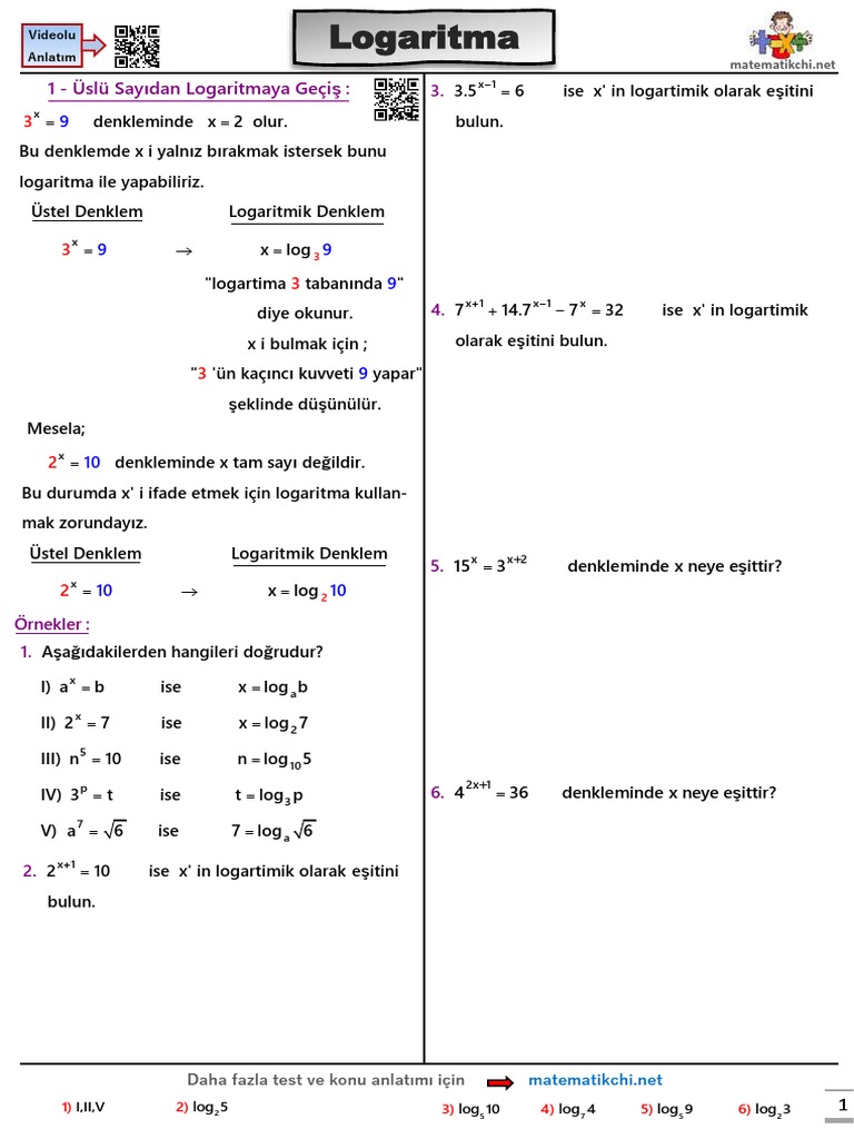 Logaritma Konu Anlatımı | PDF