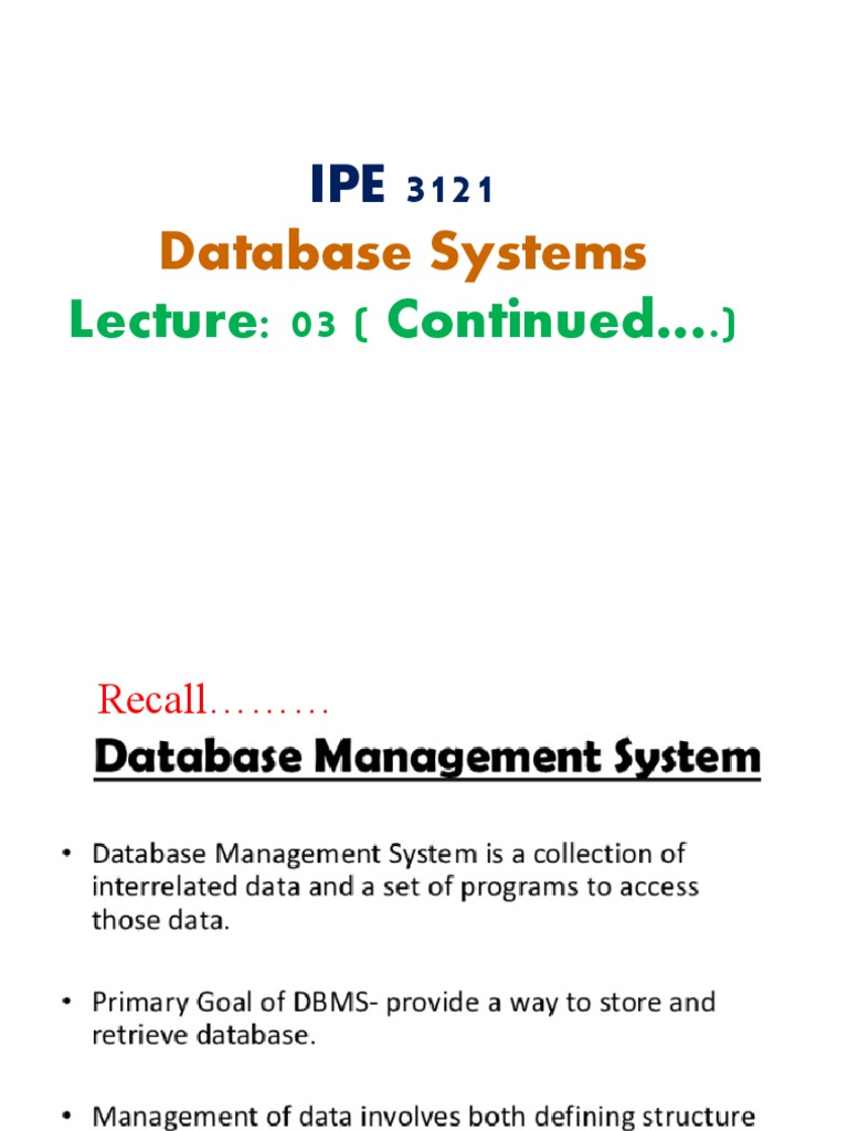 Lecture 03 Continued | Download Free PDF | Databases | Data Management