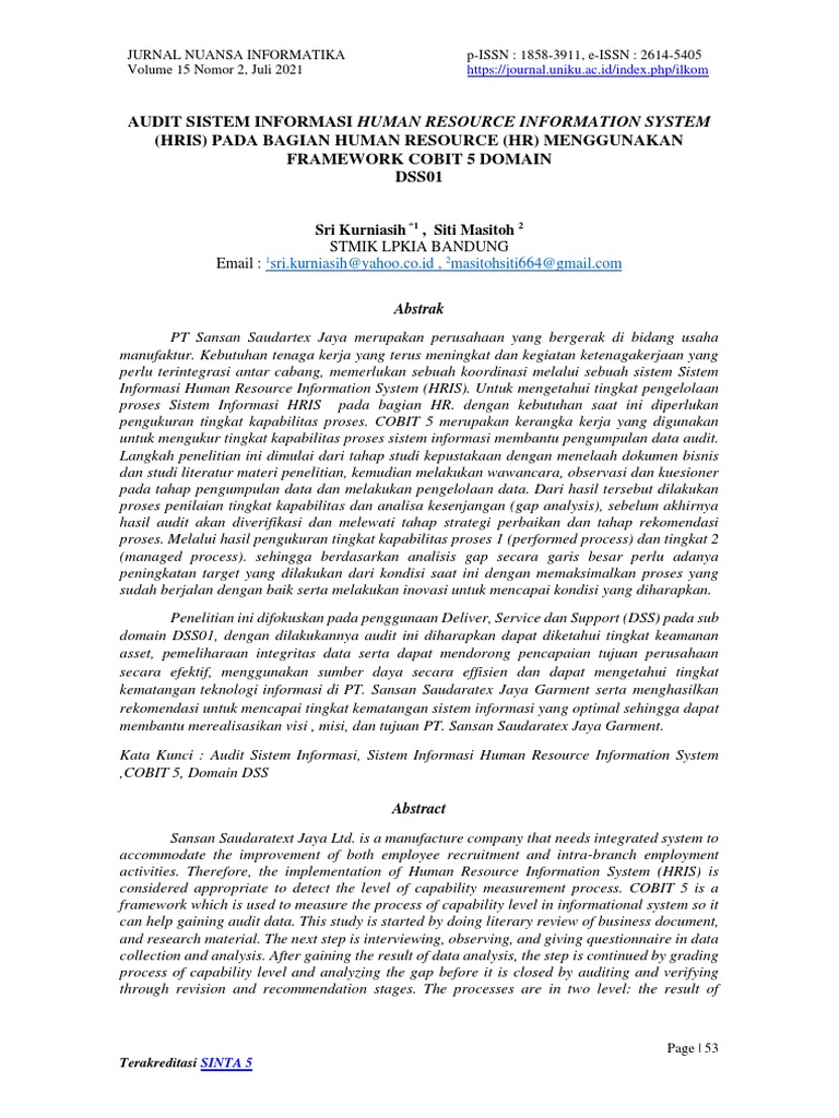 Audit HRIS di PT Sansan Saudaratex Jaya | PDF | Komputer