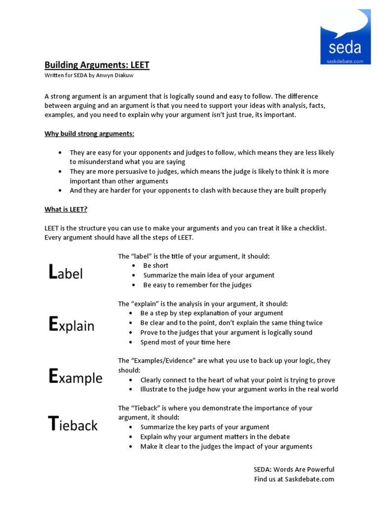 LEET Handout | PDF | Argument | Plastic