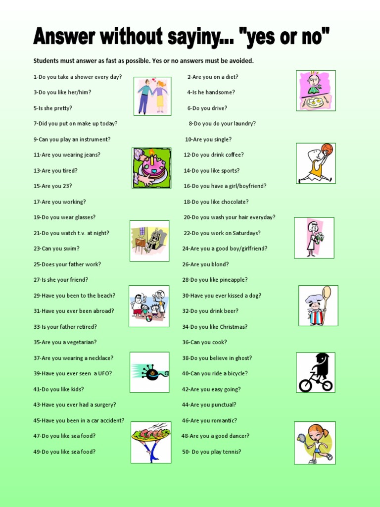 Answer Without Saying Yes or No Activities Promoting Classroom Dynamics ...