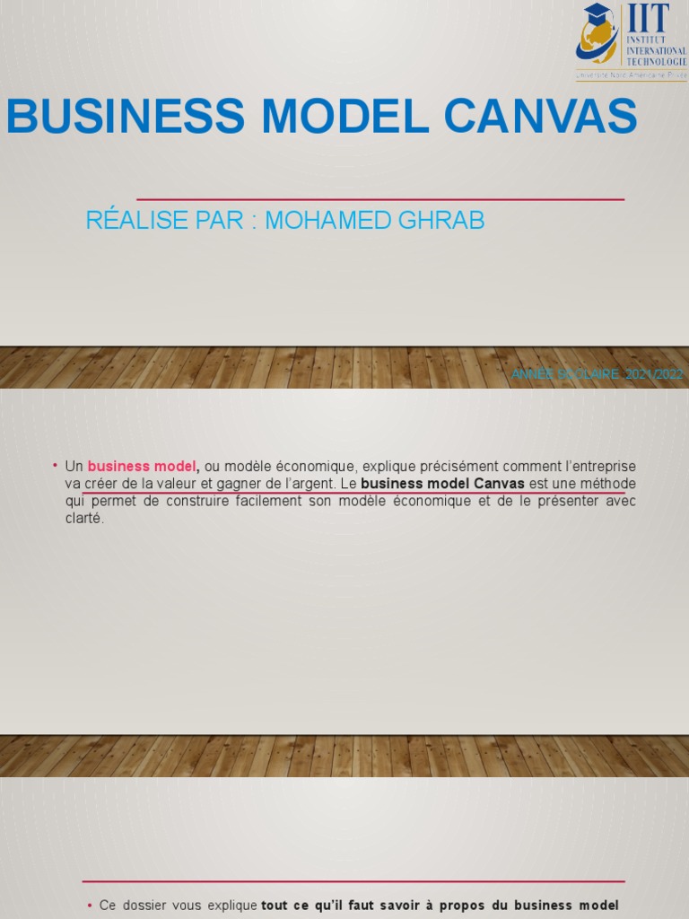 Business Model Canvas: Réalise Par: Mohamed Ghrab | PDF | Modèle d ...