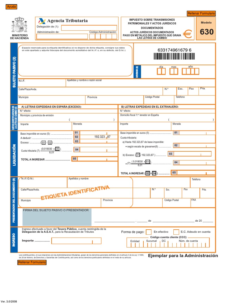 Mod 630 e | PDF | Impuestos | Pagaré