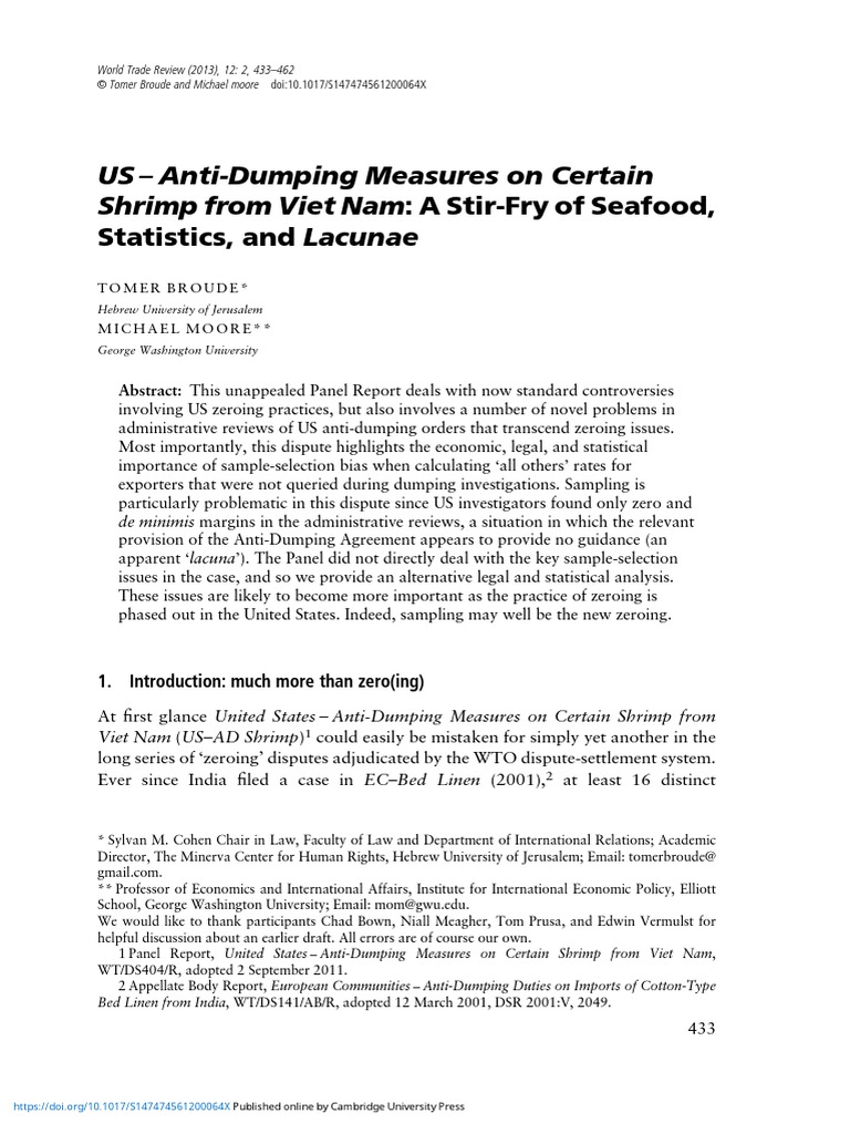 Us Anti Dumping Measures On Certain Shrimp From Viet Nam A Stir Fry of ...