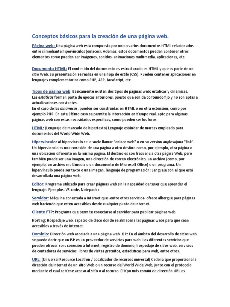 Conceptos Web | PDF | Página web | Hipervínculo