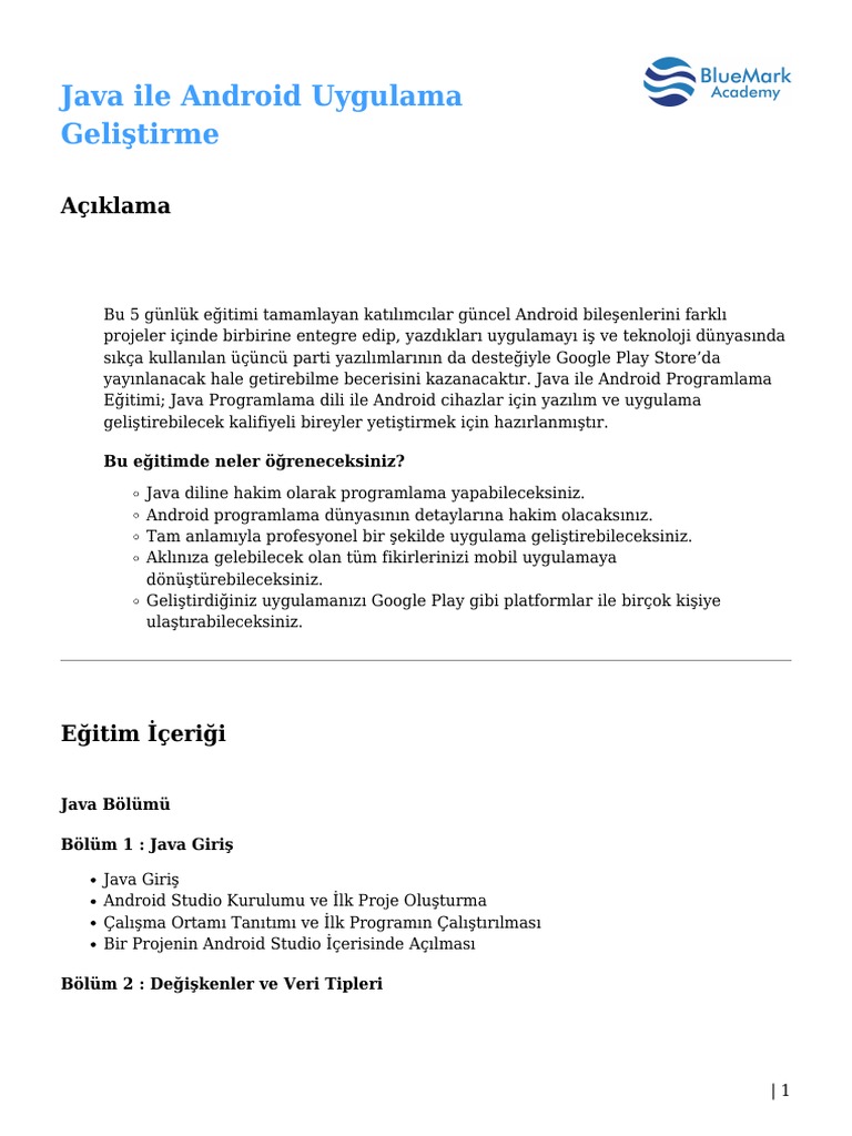 Java Ile Android Uygulama Geliştirme | PDF